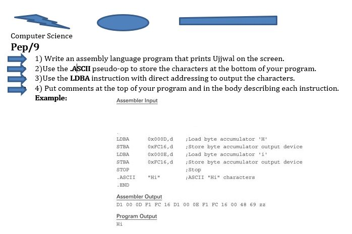 Computer Science Pep/9 1) Write an assembly language | Chegg.com