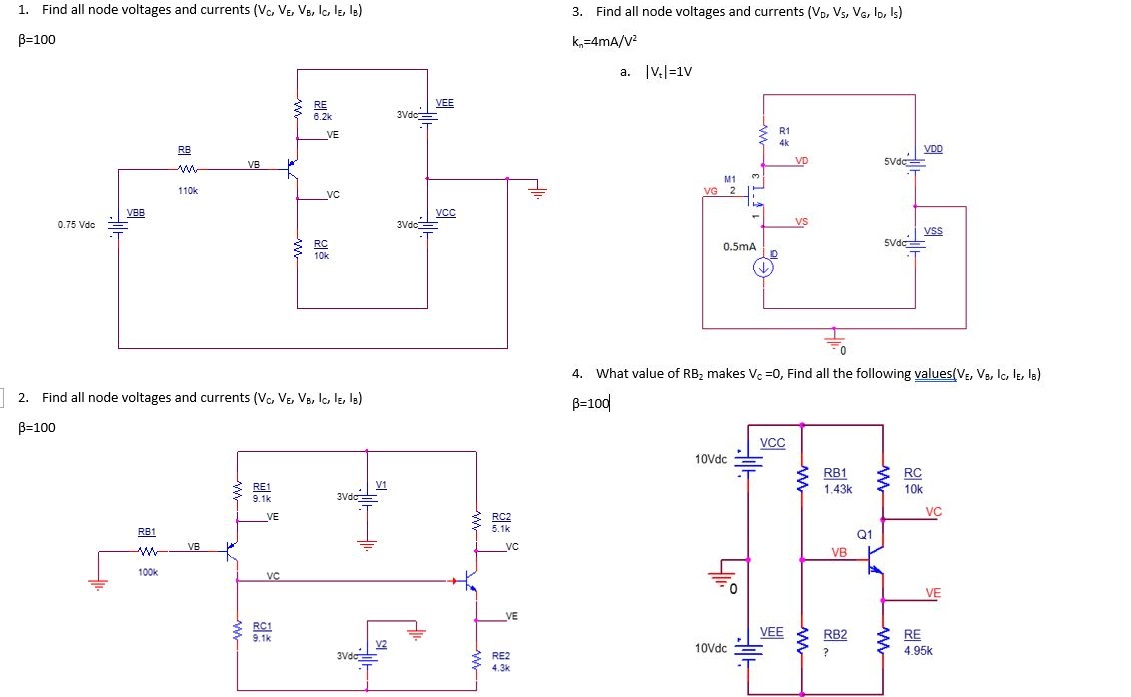 Solved Find all node voltages and currents (Vc, VE, VB, Ic, | Chegg.com