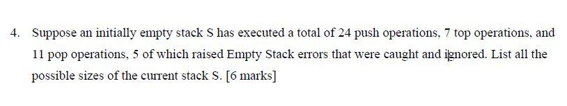 Solved 4. Suppose an initially empty stack S has executed a | Chegg.com