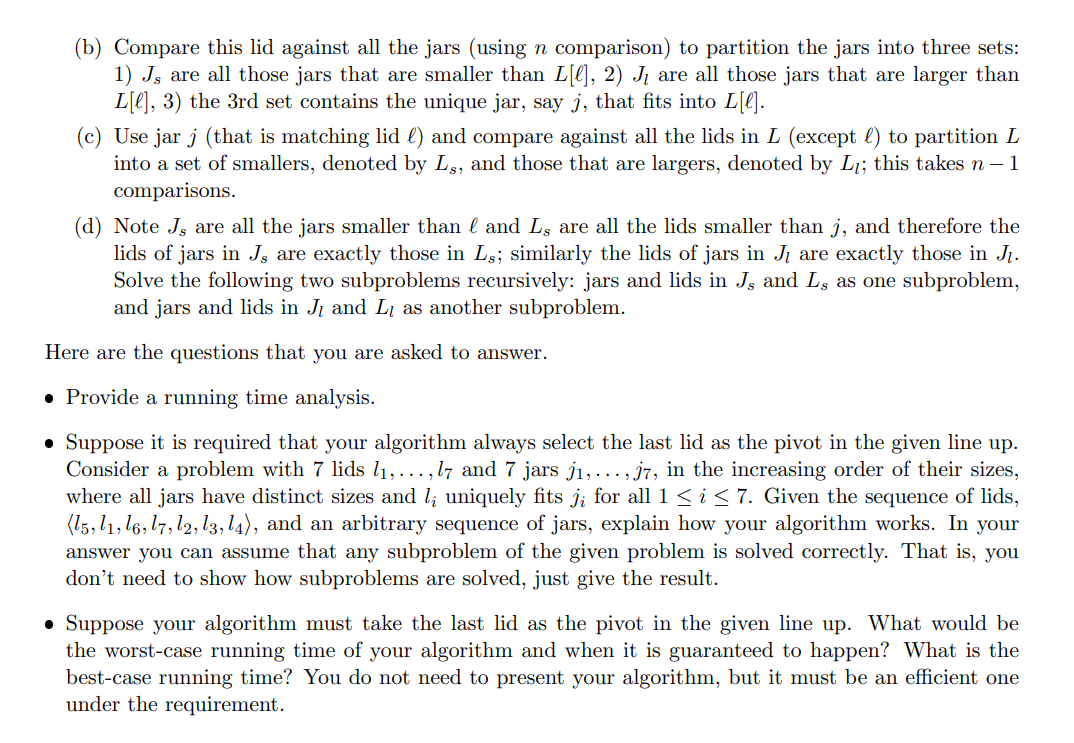 Solved We have a set J of n jars and a set L of n lids such | Chegg.com
