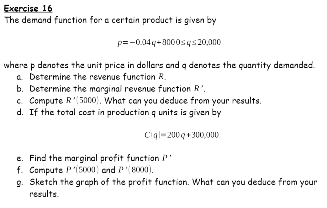 Solved Exercise 16 The demand function for a certain product | Chegg.com