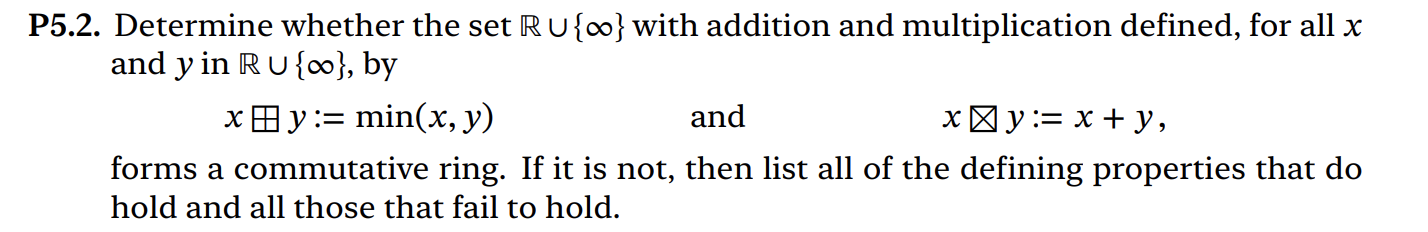 Solved 2. Determine whether the set R∪{∞} with addition and | Chegg.com