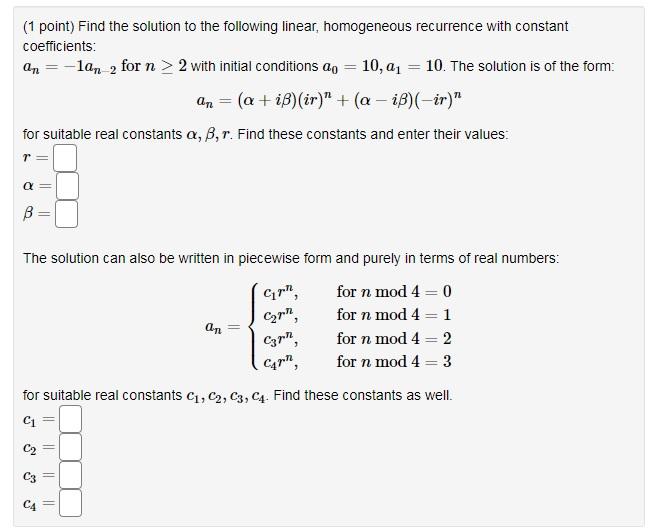 Solved Find the solution to the following linear, | Chegg.com