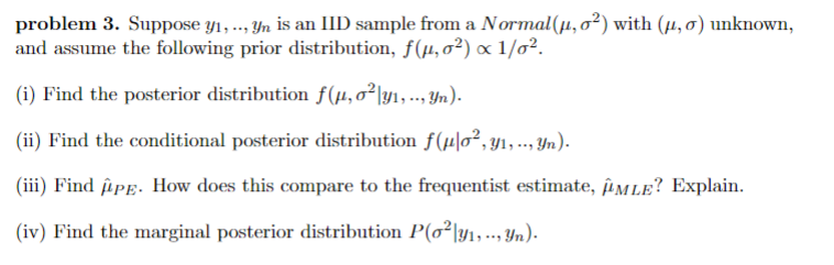 Solved problem 3. Suppose yi, ..., Yn is an IID sample from | Chegg.com