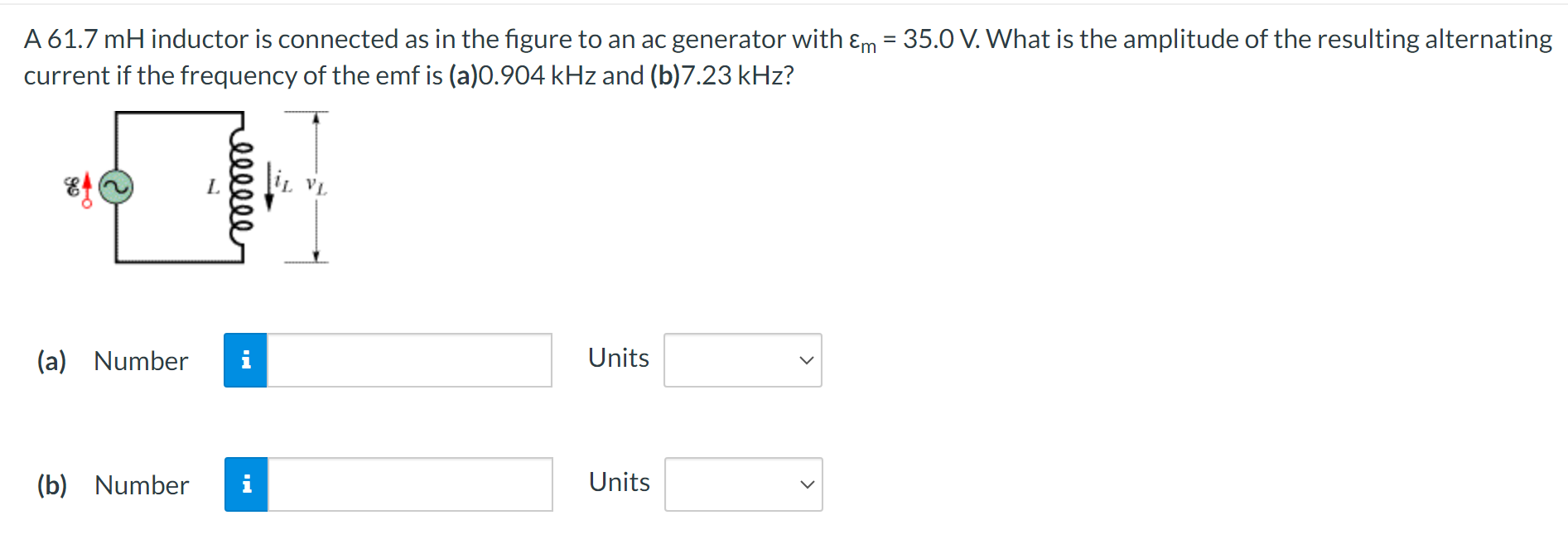 Solved A 61.7mH inductor is connected as in the figure to an | Chegg.com