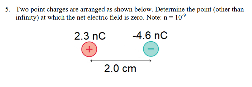 Solved 5. Two point charges are arranged as shown below. | Chegg.com
