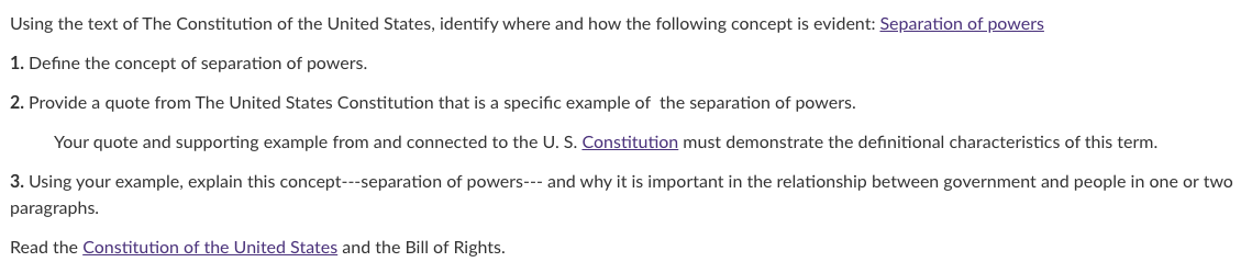 Solved Using the text of The Constitution of the United | Chegg.com