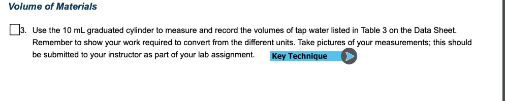 Solved Table 3: Volume of Materials Volume Liters (L) | Chegg.com