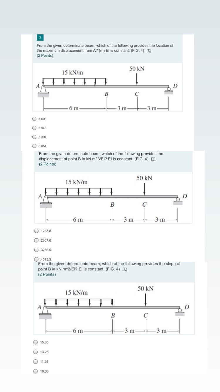Solved From the given determinate beam, which of the | Chegg.com