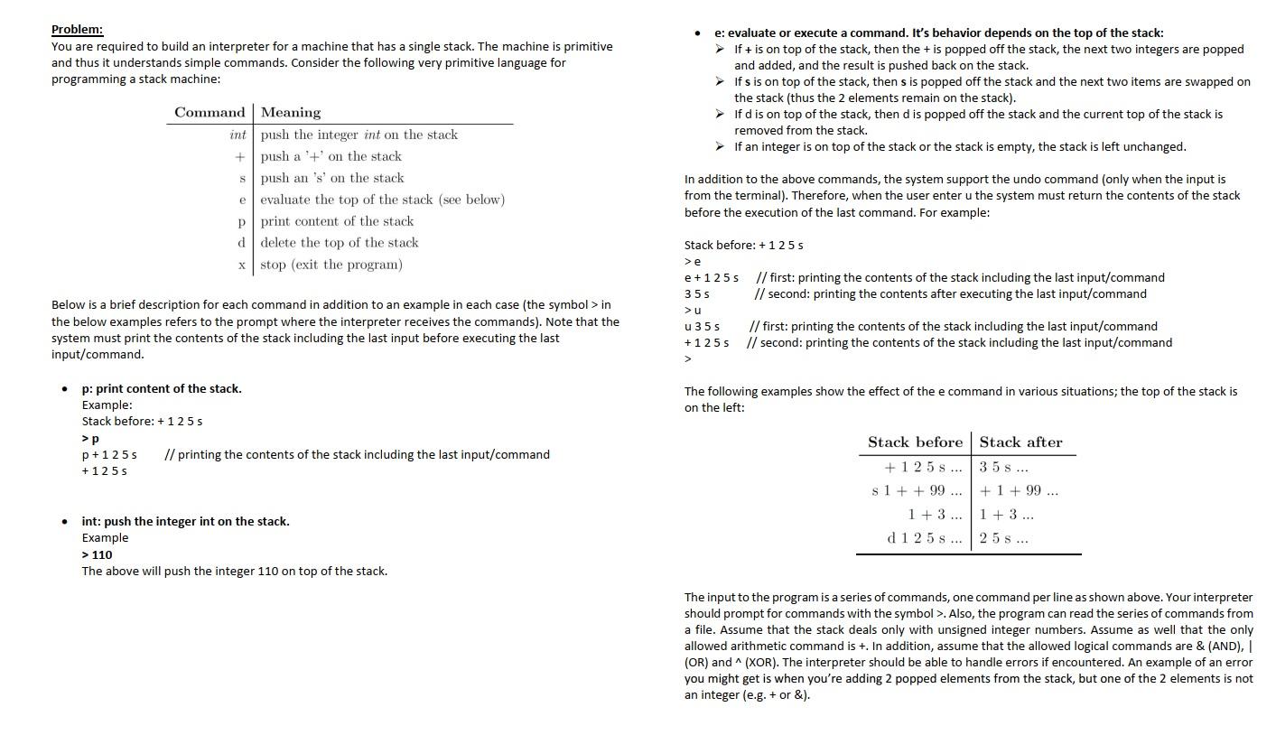 Solved Problem: You are required to build an interpreter for | Chegg.com