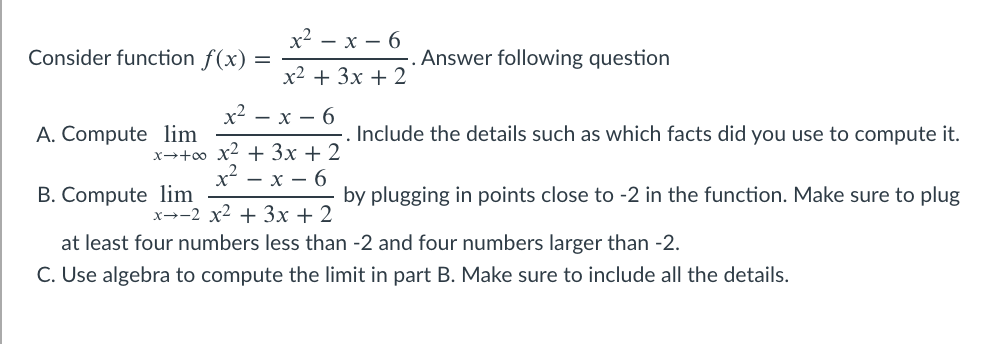 Solved x2 – X – 6 Consider function f(x) = x2 + 3x + 2 | Chegg.com