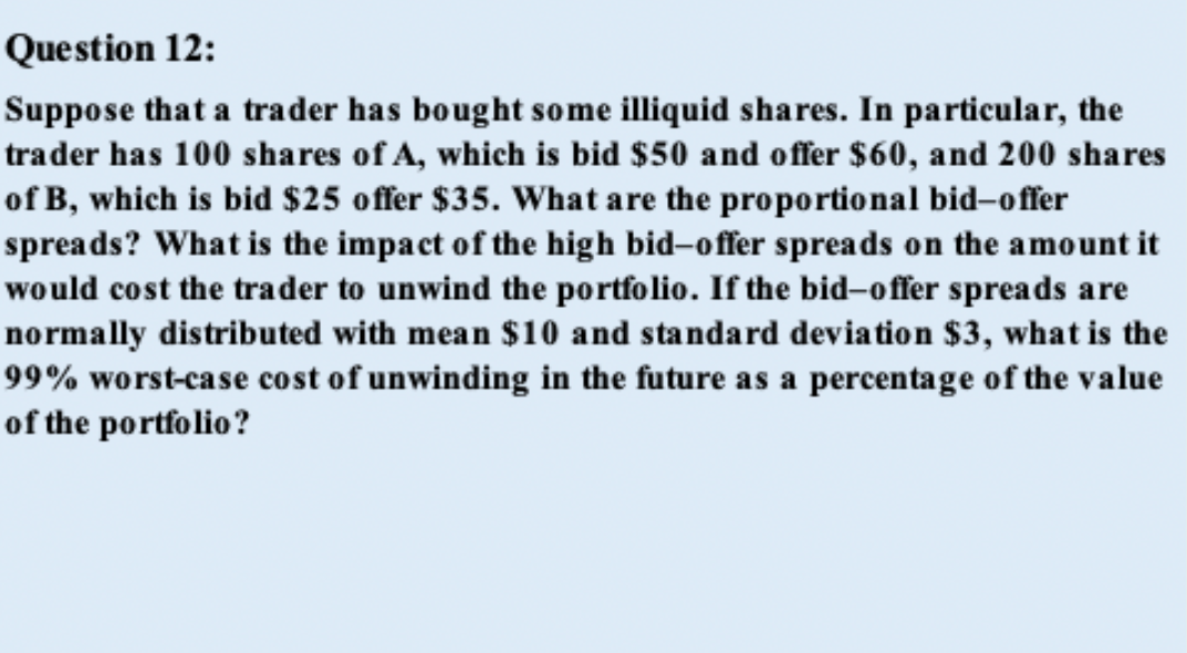 Solved Question 12: Suppose that a trader has bought some | Chegg.com