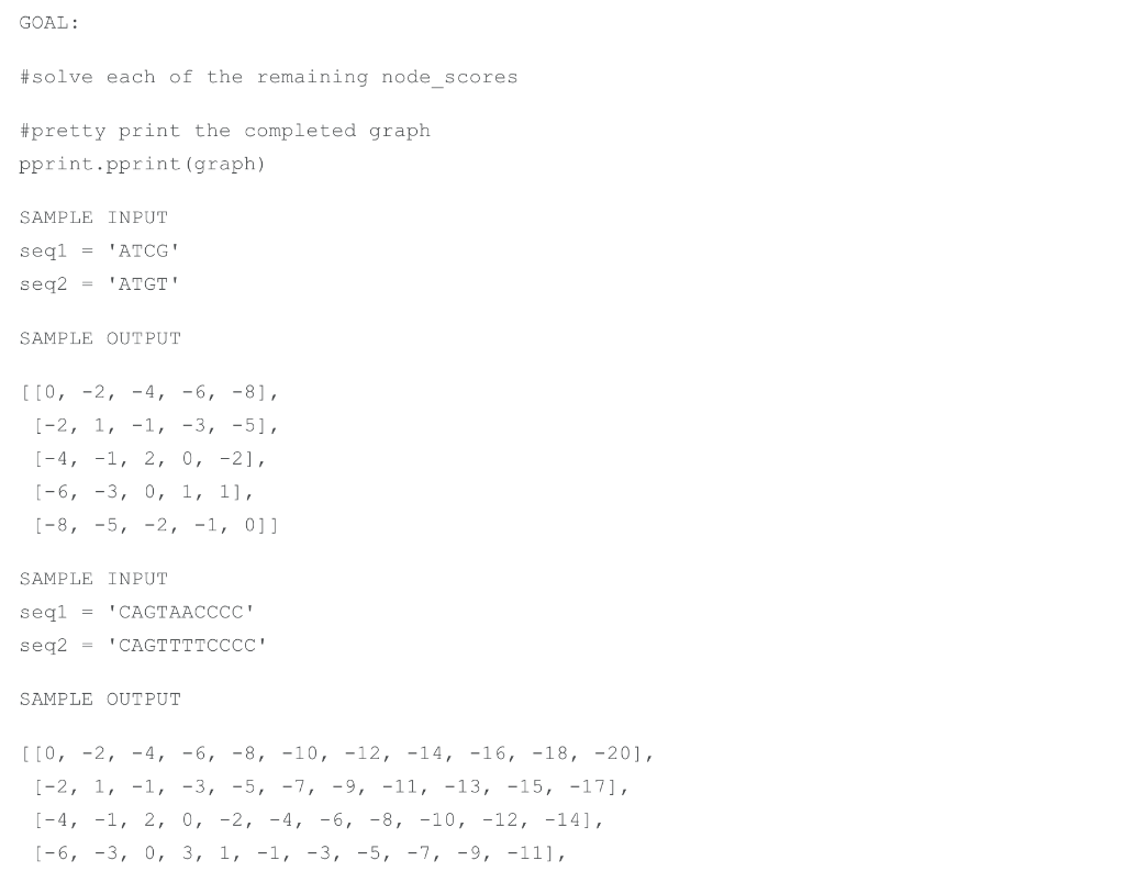 Solved Hello I need to make a global sequence alignment code | Chegg.com