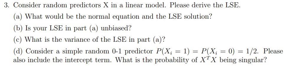 Solved 3 Consider Random Predictors X In A Linear Model