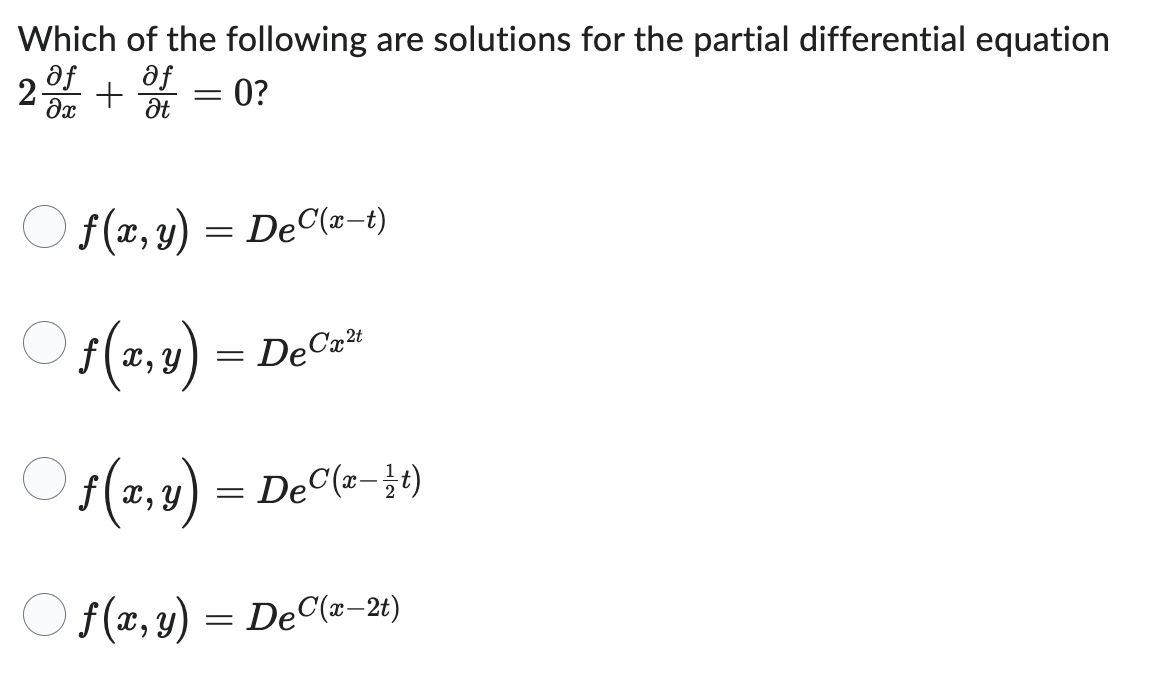 Solved Which of the following are solutions for the partial | Chegg.com