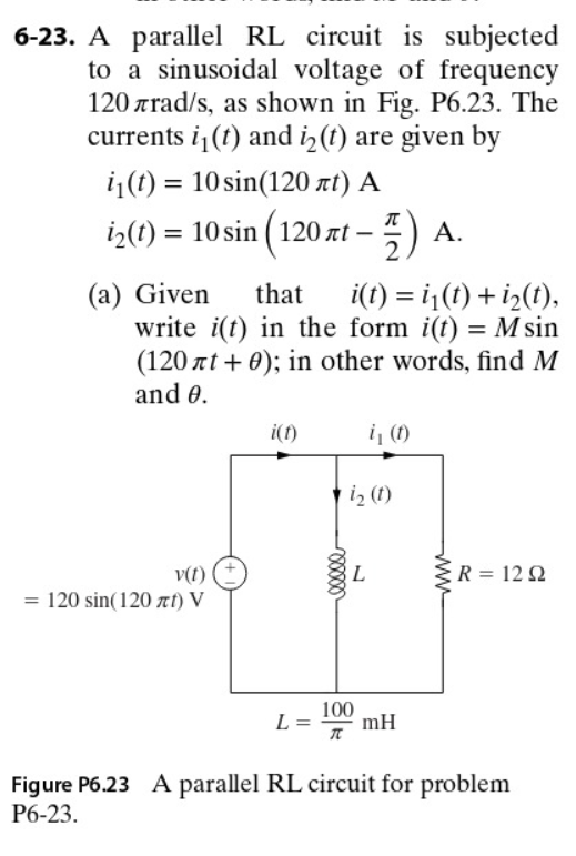 Solved = NT 6-23. A parallel RL circuit is subjected to a | Chegg.com