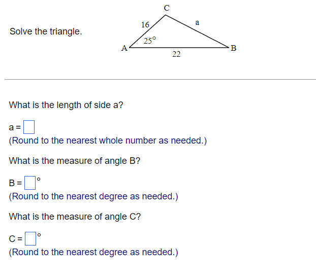 Solved Solve the triangle.What is the length of side | Chegg.com