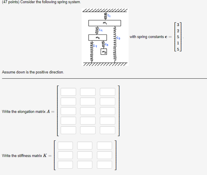 Solved (47 points) Consider the following spring system. 3 | Chegg.com