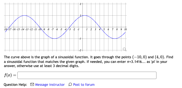 Solved The curve above is the graph of a sinusoidal | Chegg.com