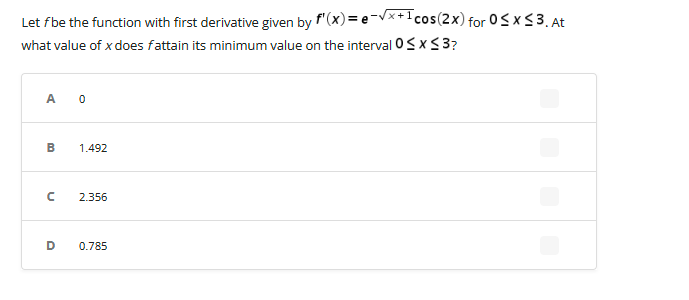 Solved Let f be the function with first derivative given by | Chegg.com