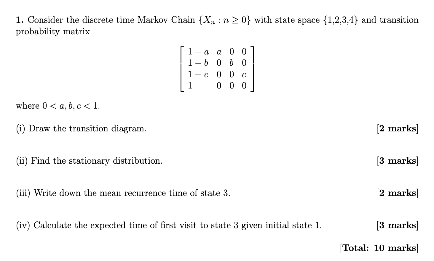1 Consider The Discrete Time Markov Chain {xn N≥0}
