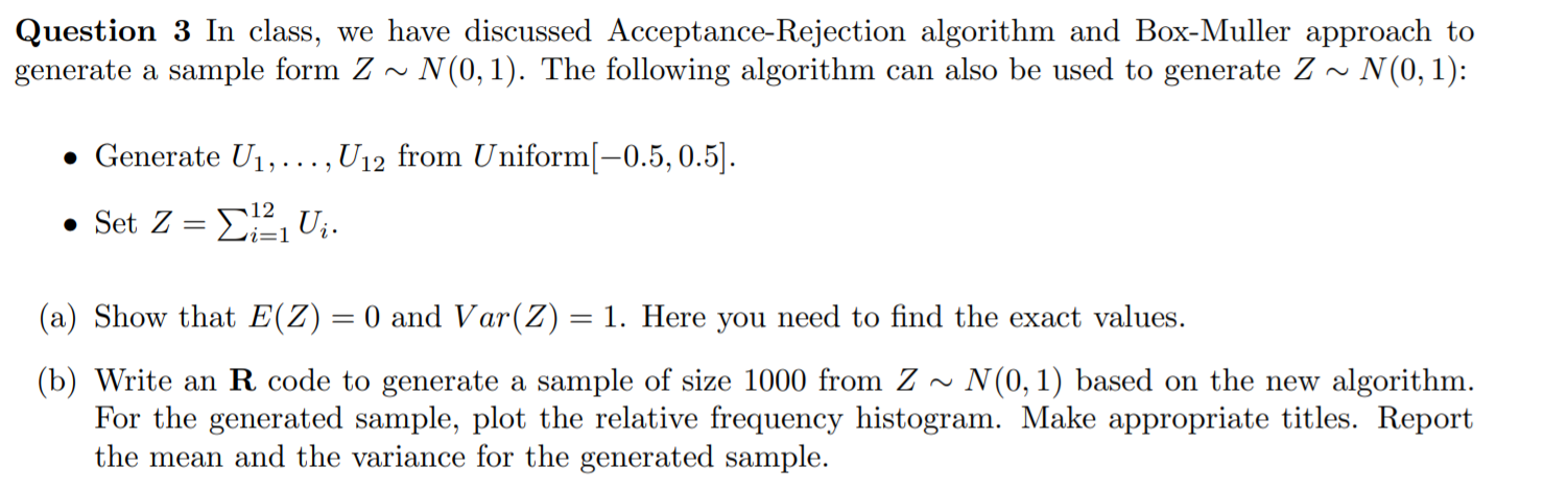 Solved Question 3 In Class We Have Discussed 