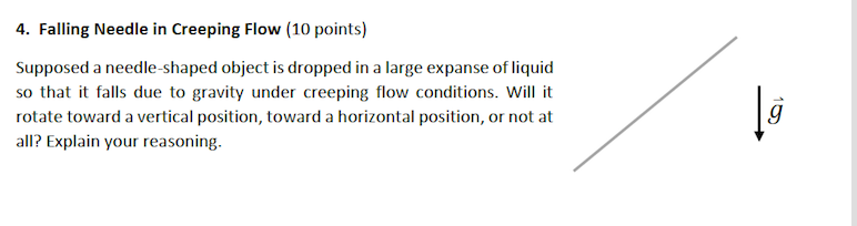 Solved 4. Falling Needle in Creeping Flow (10 points) | Chegg.com