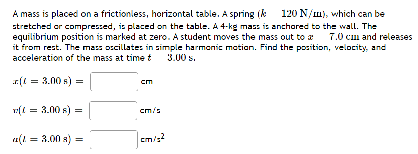 Solved A mass is placed on a frictionless, horizontal table. | Chegg.com