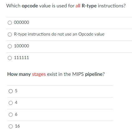 Solved Which opcode value is used for all R-type | Chegg.com