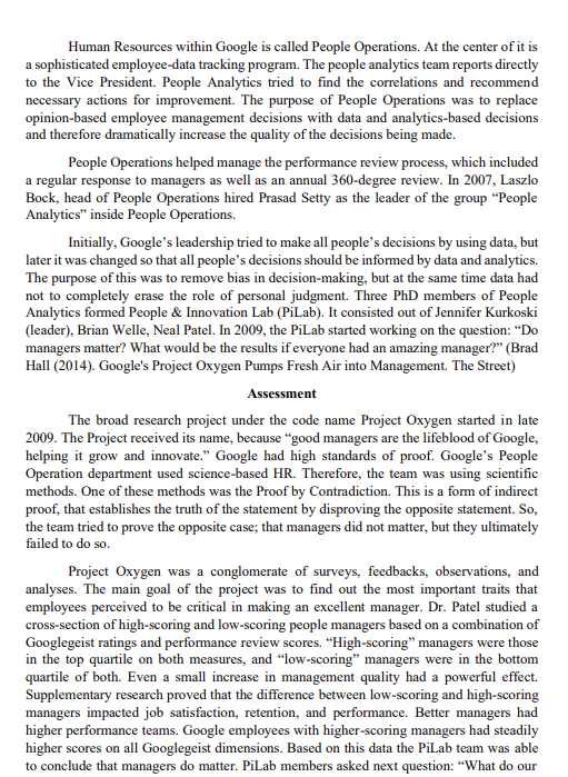 Solved SECTION A: CASE STUDY GOOGLE'S PROJECT OXYGEN: DO | Chegg.com