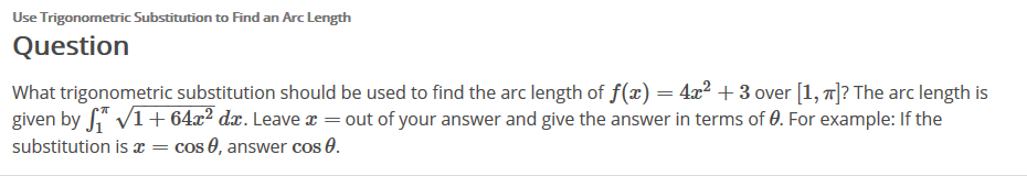 Solved Use Trigonometric Substitution to Find an Arc Length | Chegg.com