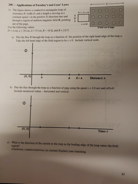 Solved 29C - Applications of Faraday's and Lenz' Laws 1) The | Chegg.com