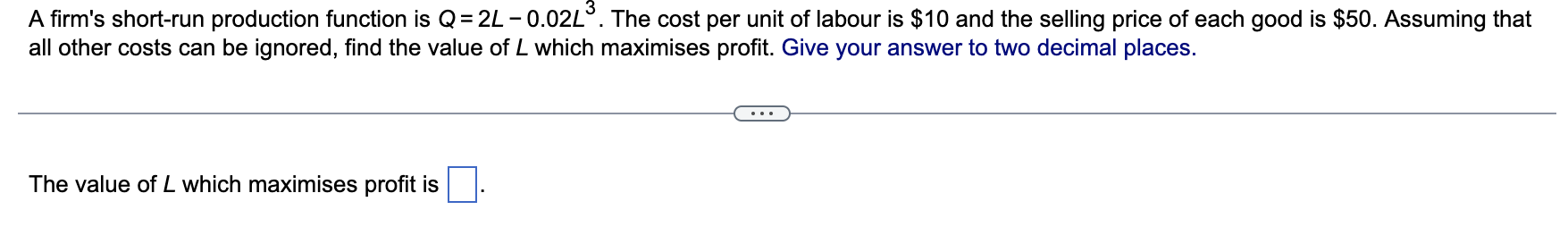 Solved A firm's short-run production function is | Chegg.com