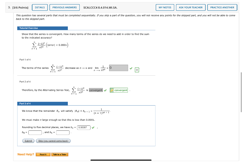 Solved 3. (3/6 Points) DETAILS PREVIOUS ANSWERS SCALCCC4 | Chegg.com