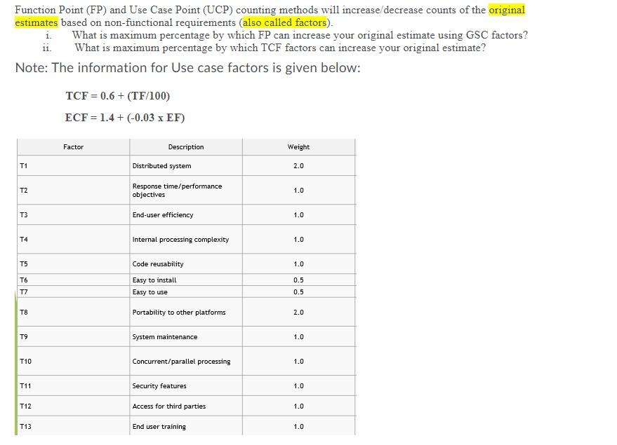 Solved Function Point (FP) and Use Case Point (UCP) counting | Chegg.com