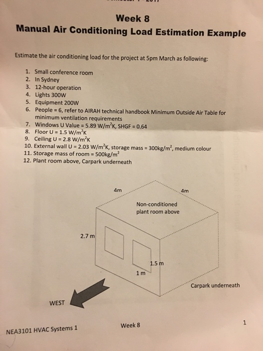 Solved Estimate the air conditioning load for the project at | Chegg.com