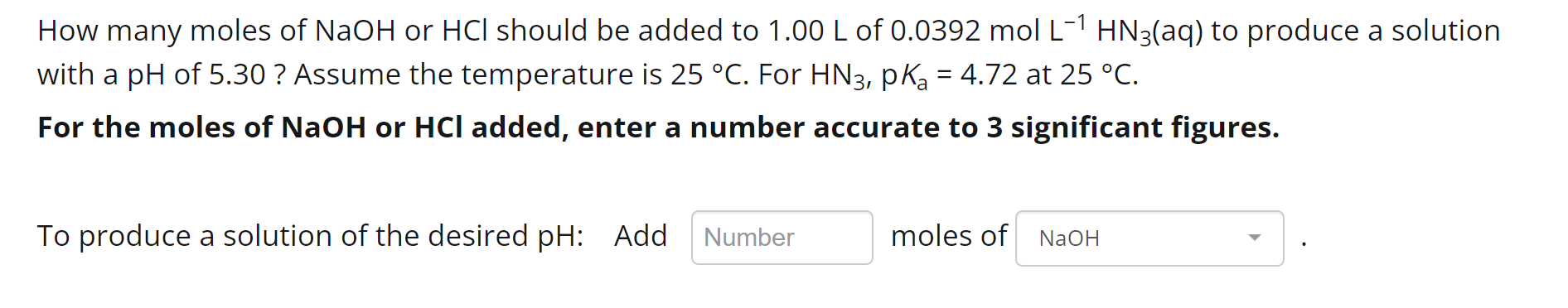 Solved How many moles of NaOH or HCl should be added to 1.00 | Chegg.com