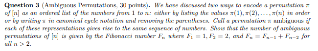Question 3 (Ambiguous Permutations, 30 points). We | Chegg.com