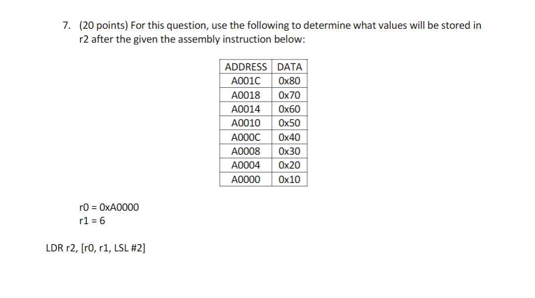 Solved 7. (20 points) For this question, use the following | Chegg.com
