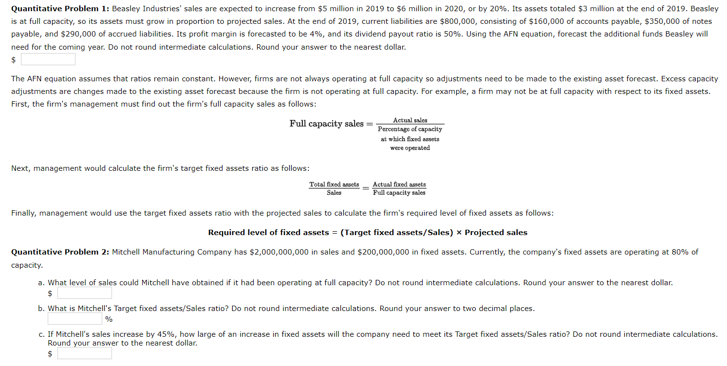 Solved need for the coming year. Do not round intermediate | Chegg.com
