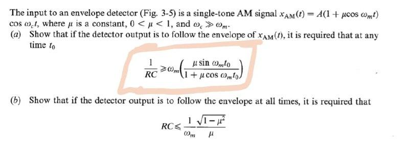 Solved The input to an envelope detector (Fig. 3-5) is a | Chegg.com