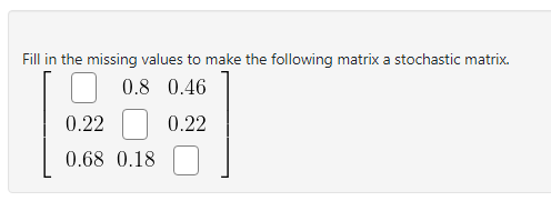 Solved Fill in the missing values to make the following | Chegg.com