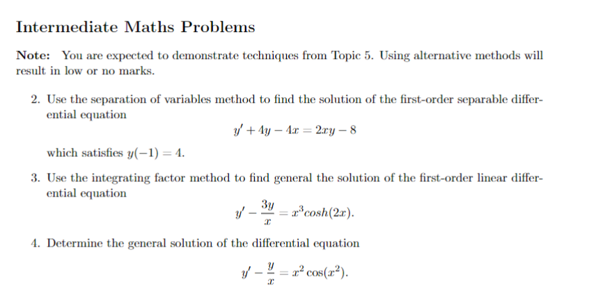 Solved Intermediate Maths Problems Note: You are expected to | Chegg.com