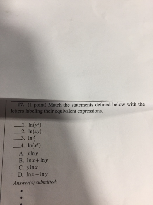Solved 17. (1 point) Match the statements defined below with | Chegg.com