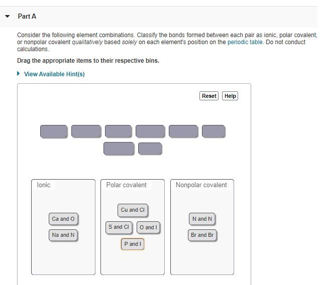 Solved Part A Consider the following element combinations. | Chegg.com