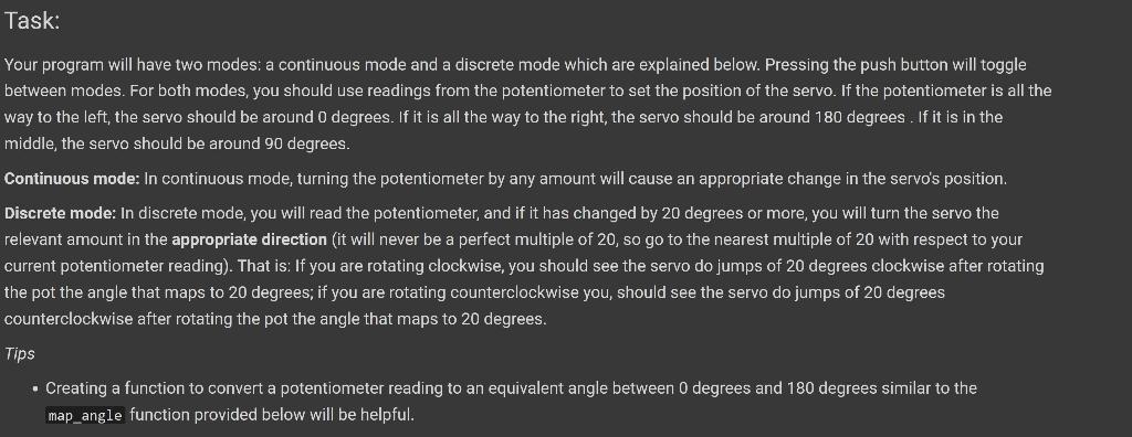 Solved Your program will have two modes: a continuous mode | Chegg.com