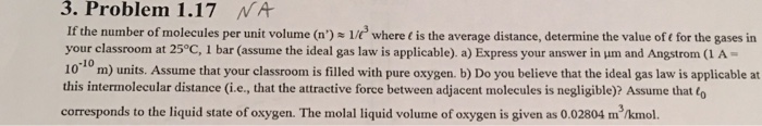 Solved If the number of molecules per unit volume (n') = | Chegg.com