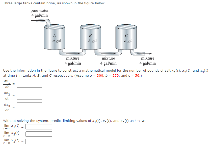 Solved Three large tanks contain brine, as shown in the | Chegg.com