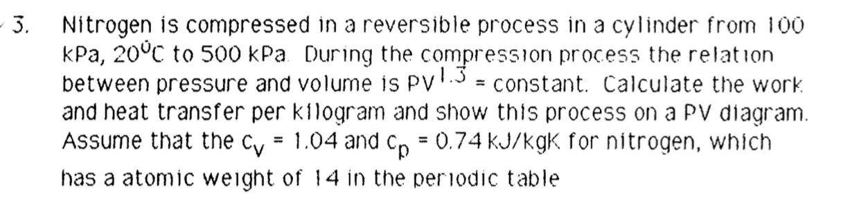 Solved Nitrogen is compressed in a reversible process in a | Chegg.com