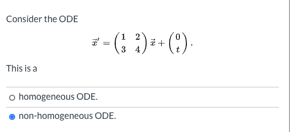 Solved Consider the ODE 1 - 2) =+) 1 2 3 4 This is a o | Chegg.com